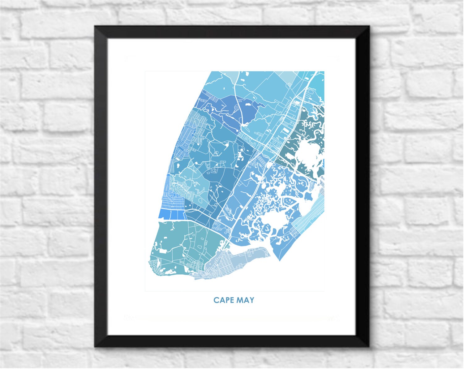 Juanitas Cape May Map Print. Choose the Colors and Size. Map of Cape May New Jersey. Wanderlust ...