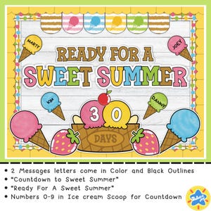 Ice Cream, Countdown to Summer Bulletin Board Kit & Name Tags | May ...