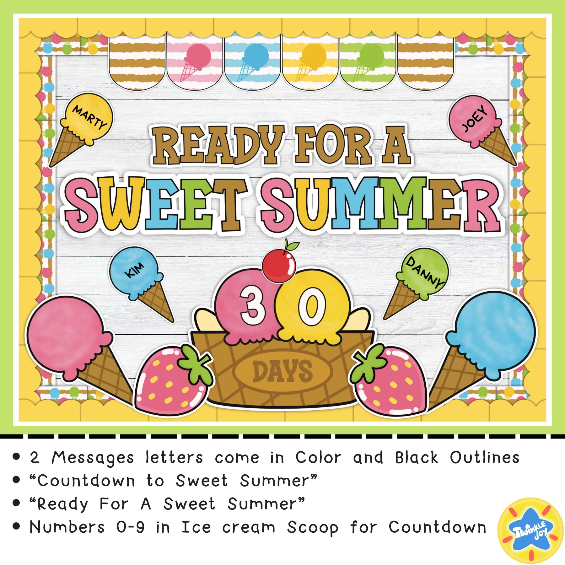 Ice Cream, Countdown to Summer Bulletin Board Kit & Name Tags | May ...