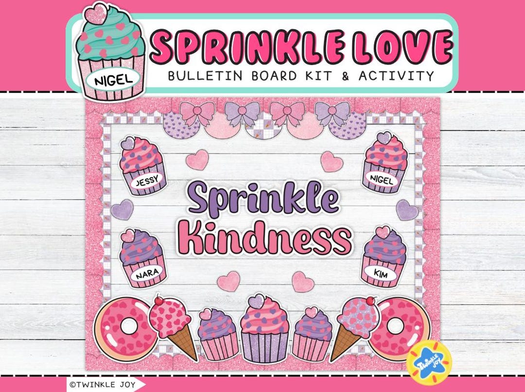 Valentine's Day Bulletin Board Kit: Sprinkle Kindness Classroom Decor ...
