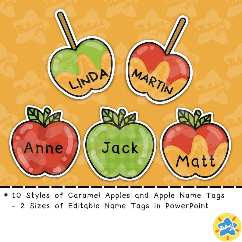 Caramel Apples Bulletin Board Kit and Name Tags : Fall Classroom Decor ...