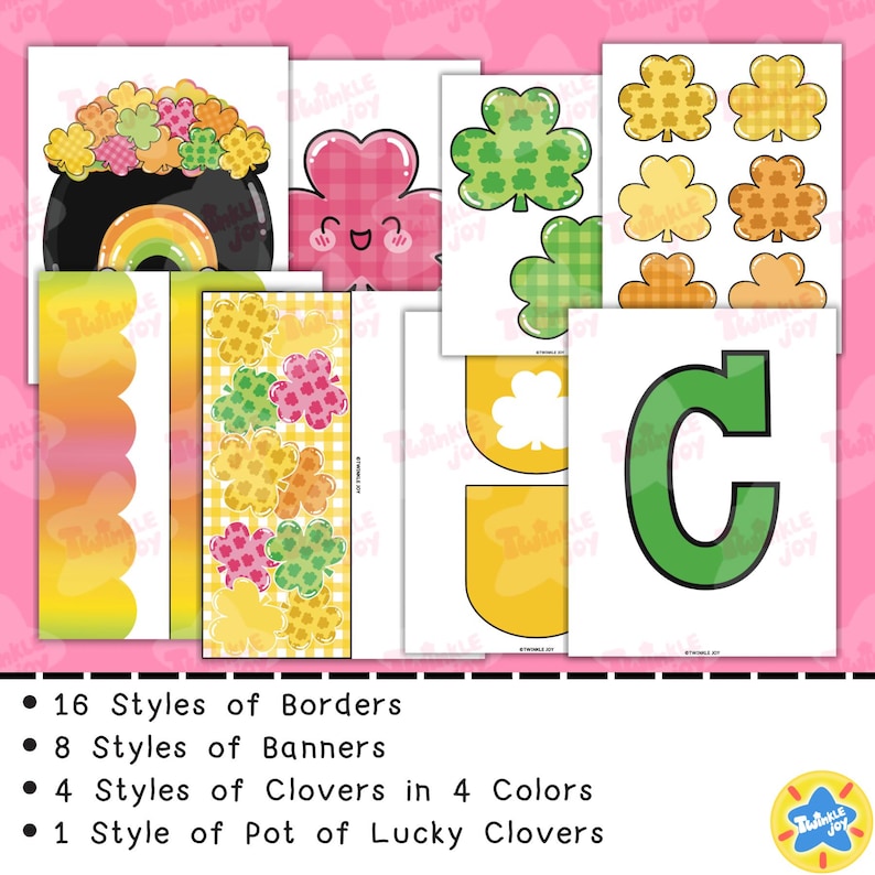 St. Patrick's Day Bulletin Board Kit: Lucky Clovers Classroom Decor ...