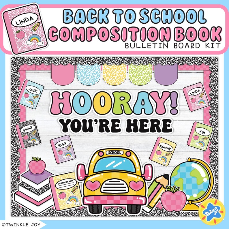 Back to School Bulletin Board Kit and Editable Name Tags : Composition ...
