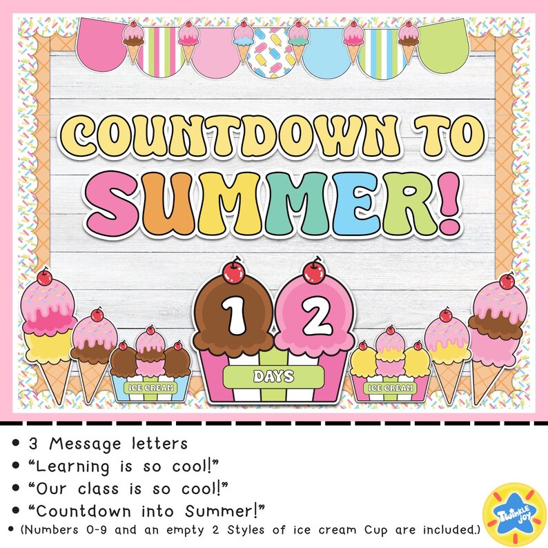Ice Cream Bulletin Board Kit | Summer Countdown Classroom Decor, Name ...