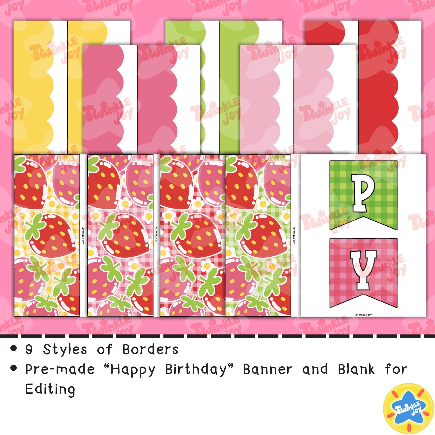 Strawberry Birthday Bulletin Board Kit: Editable Classroom Decor ...