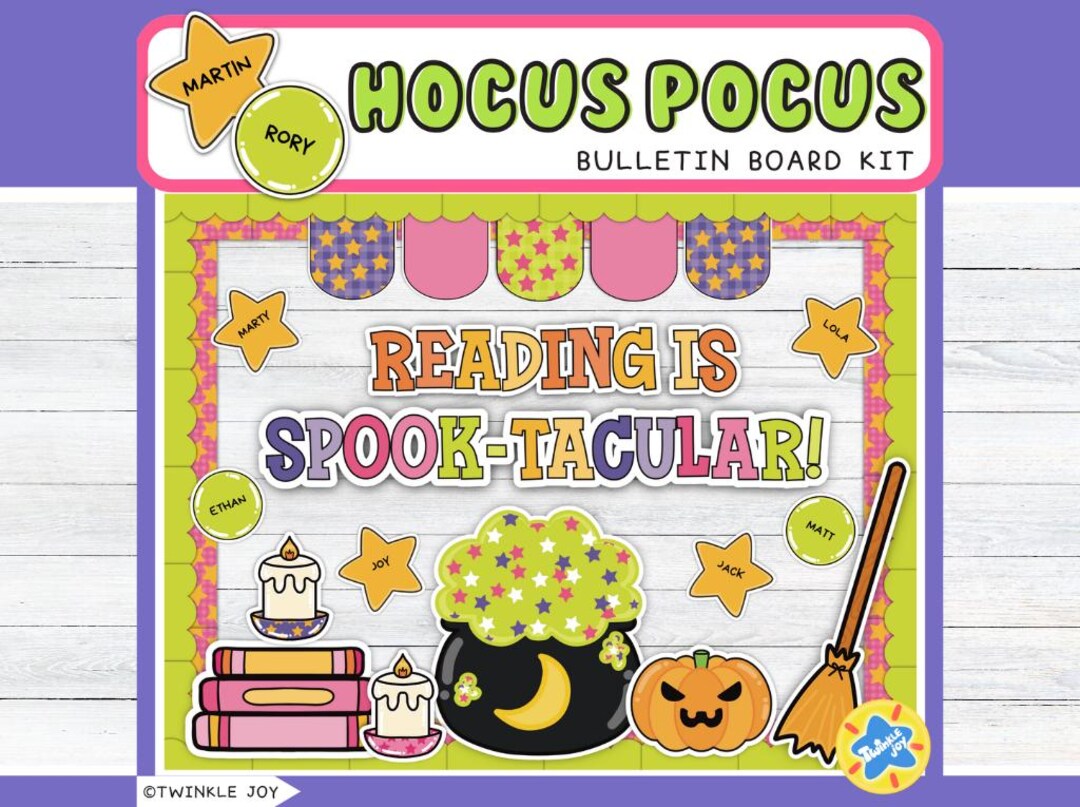Hocus Pocus Reading, Halloween Bulletin Board Kit & Name Tags | October ...