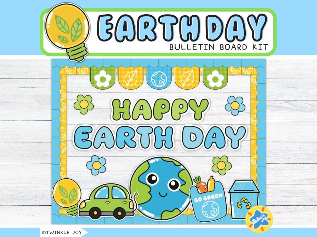 Happy Earth Day, Earth Day Bulletin Board Kit & Name Tags | Spring ...