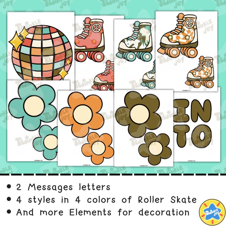 Groovy Retro Roller Skate New Year Bulletin Board Kit | January ...