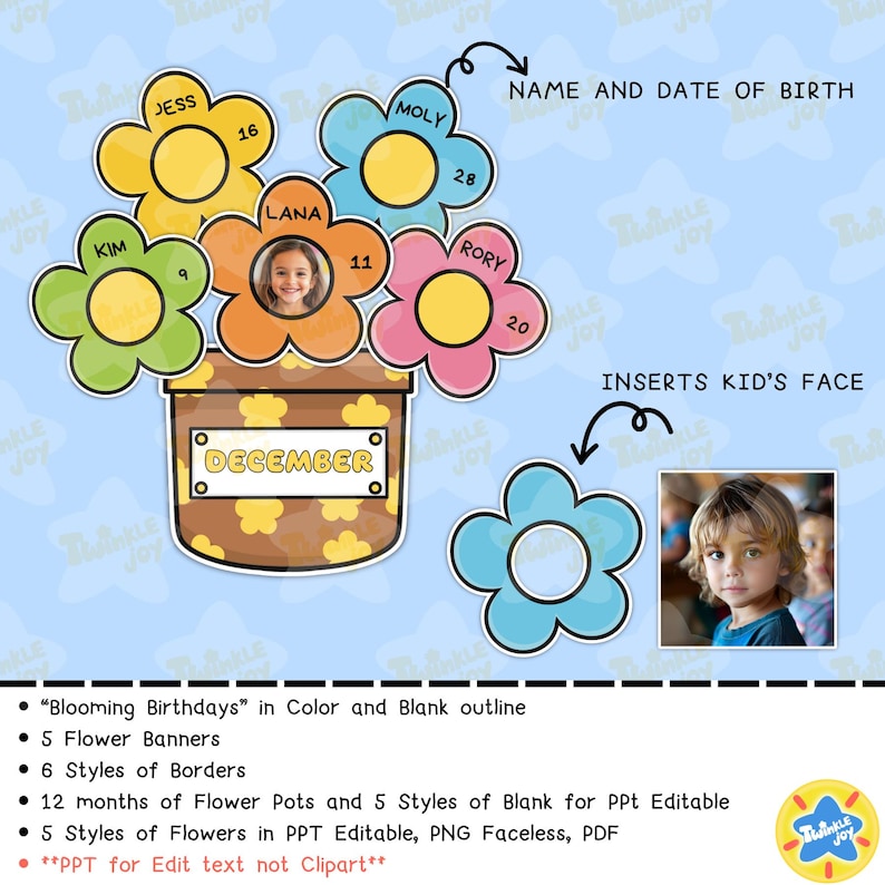 Blooming Flowers Birthday Bulletin Board Kit: Classroom Decor (digital ...