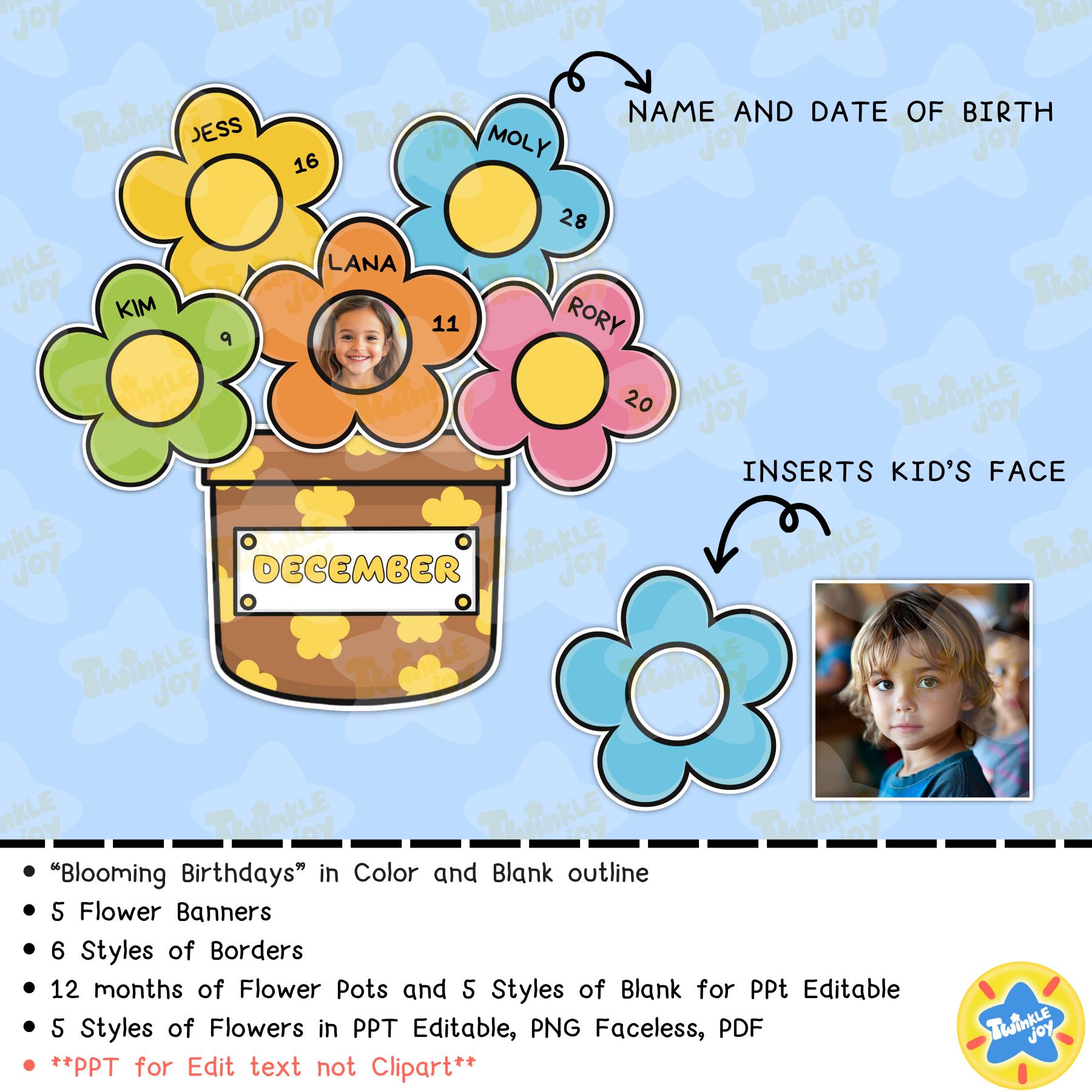 Blooming Flowers Birthday Bulletin Board Kit: Classroom Decor (digital ...