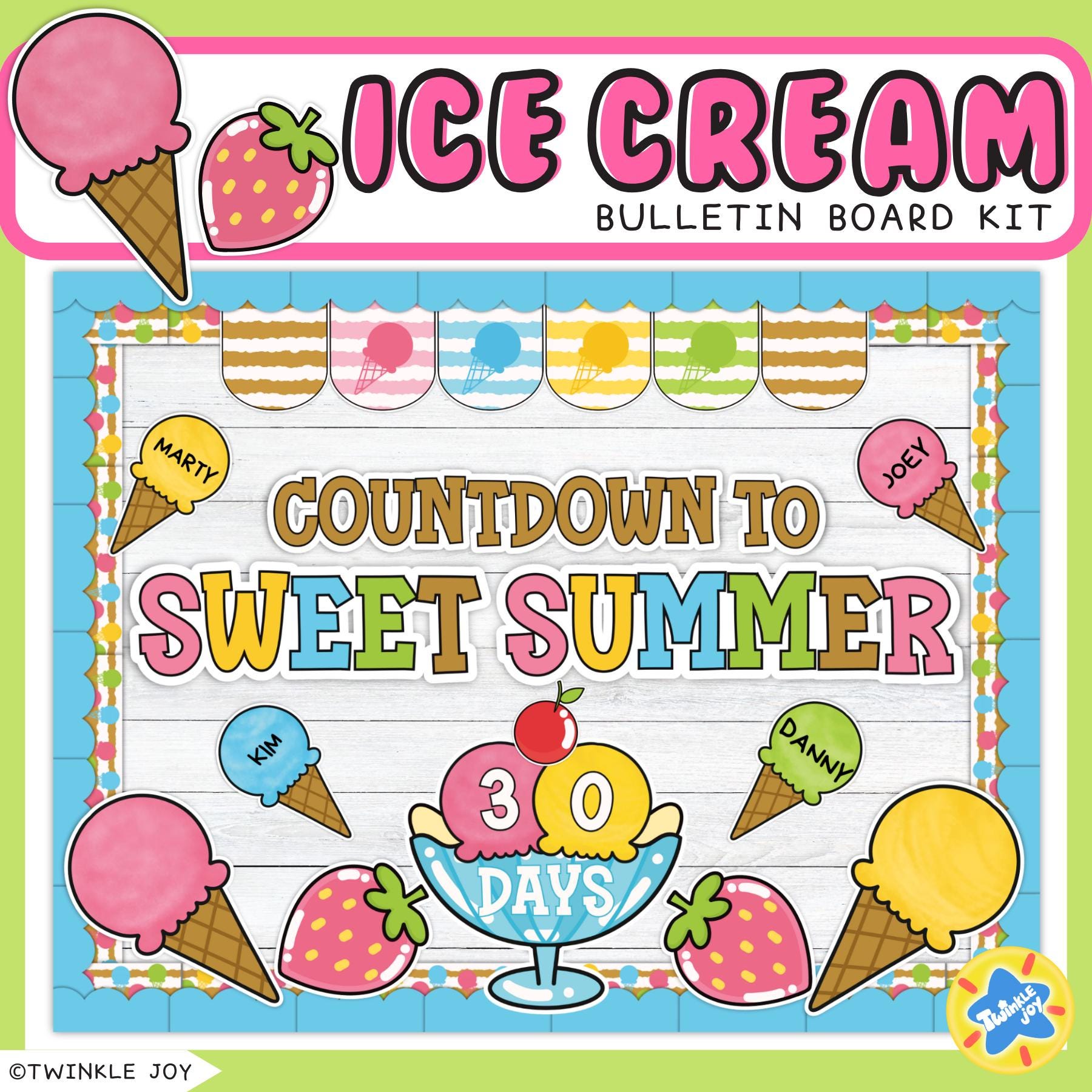 Ice Cream Summer Countdown Bulletin Board Kit - Etsy