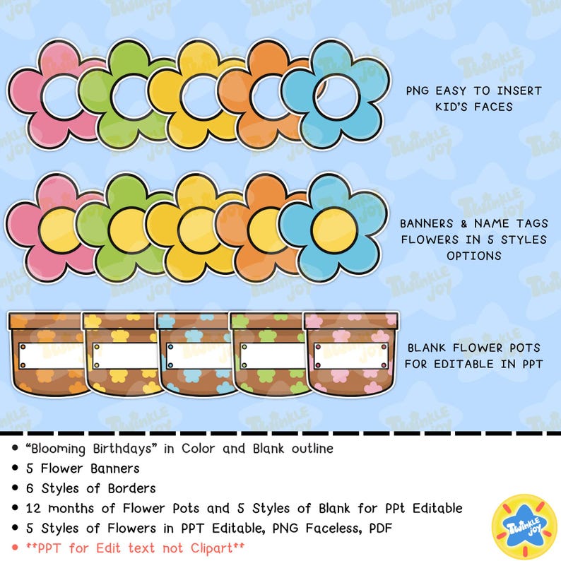 Blooming Flowers Birthday Bulletin Board Kit: Classroom Decor (digital ...