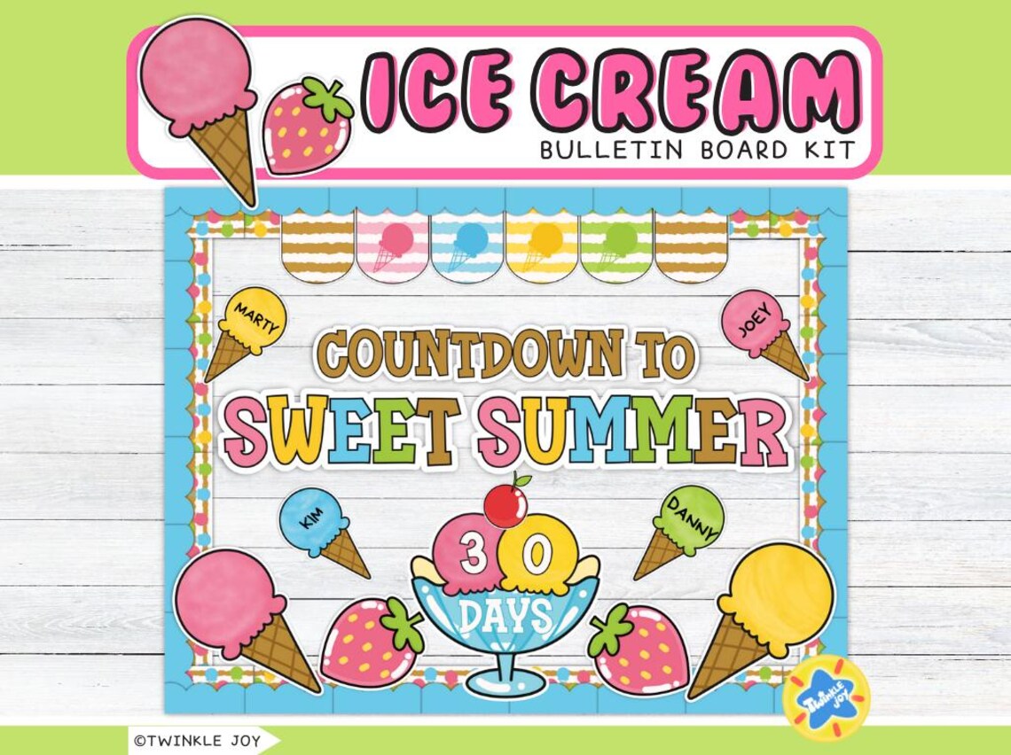 Ice Cream Summer Countdown Bulletin Board Kit - Etsy