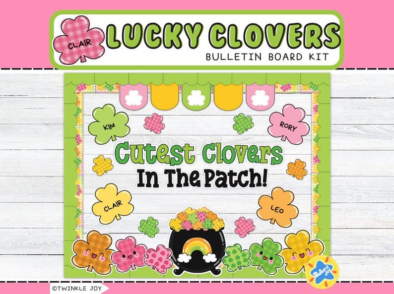 St. Patrick's Day Bulletin Board Kit: Lucky Clovers Classroom Decor ...