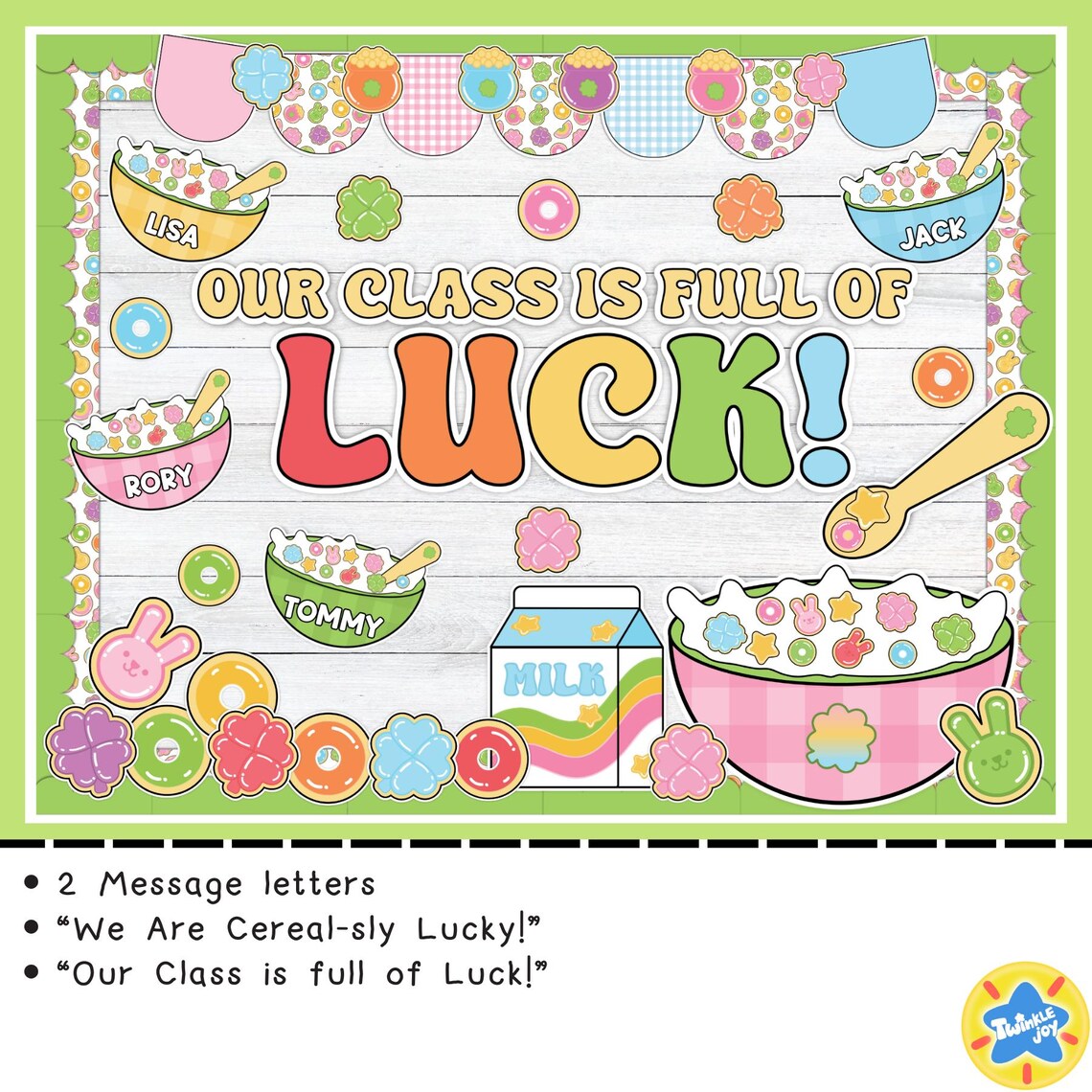 St. Patrick's Day Bulletin Board Kit: Cereal-sly Lucky Classroom Decor ...
