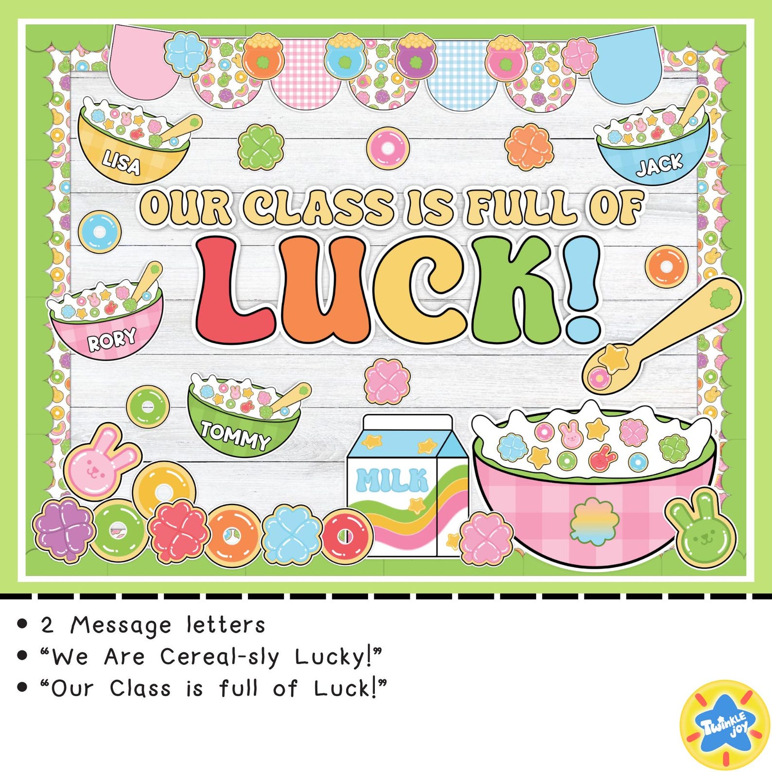 St. Patrick's Day Bulletin Board Kit: Cereal-sly Lucky Classroom Decor ...