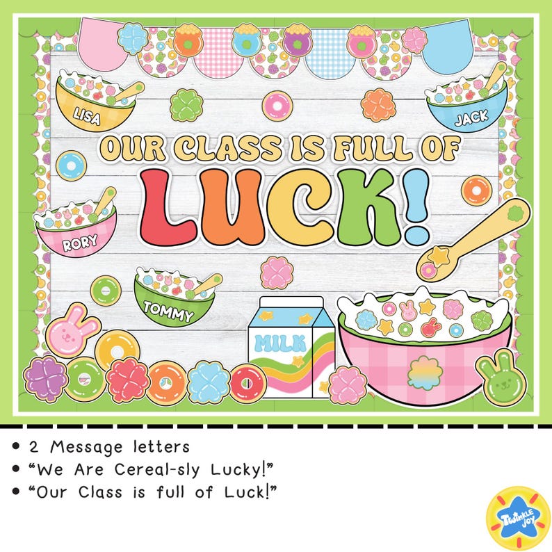 St. Patrick's Day Bulletin Board Kit: Cereal-sly Lucky Classroom Decor ...
