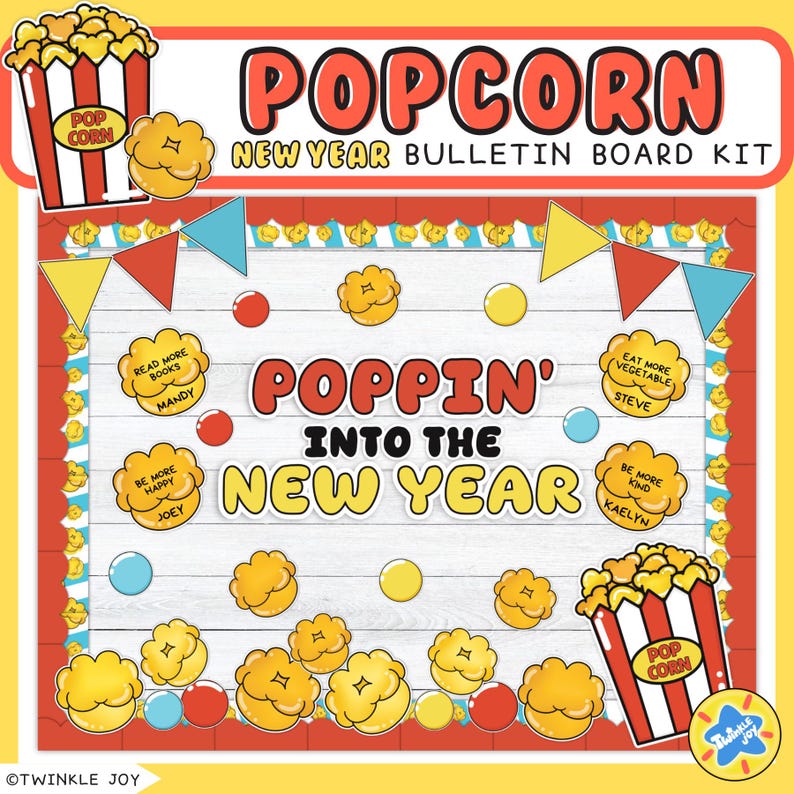 Poppin' Into 2025, Success, New Year Bulletin Board Kit | January ...
