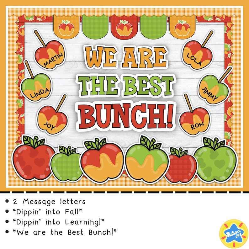 Caramel Apples Bulletin Board Kit and Name Tags : Fall Classroom Decor ...