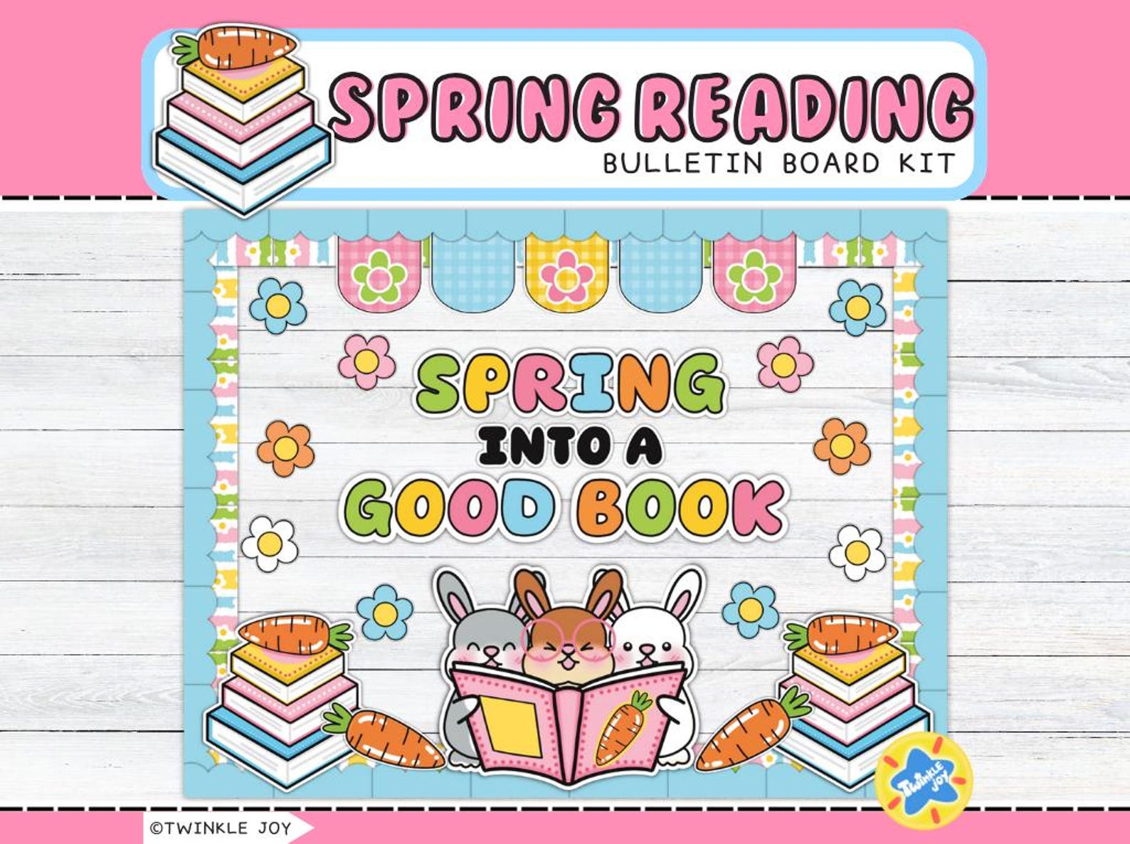 Spring Reading Bulletin Board Kit: Bunny Classroom Decor - Etsy