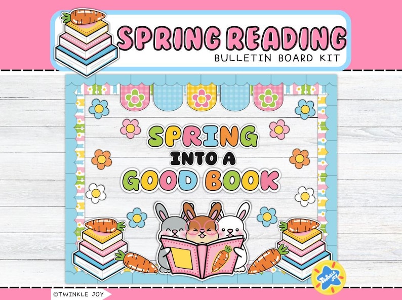 Spring Reading Bulletin Board Kit: Bunny Classroom Decor - Etsy