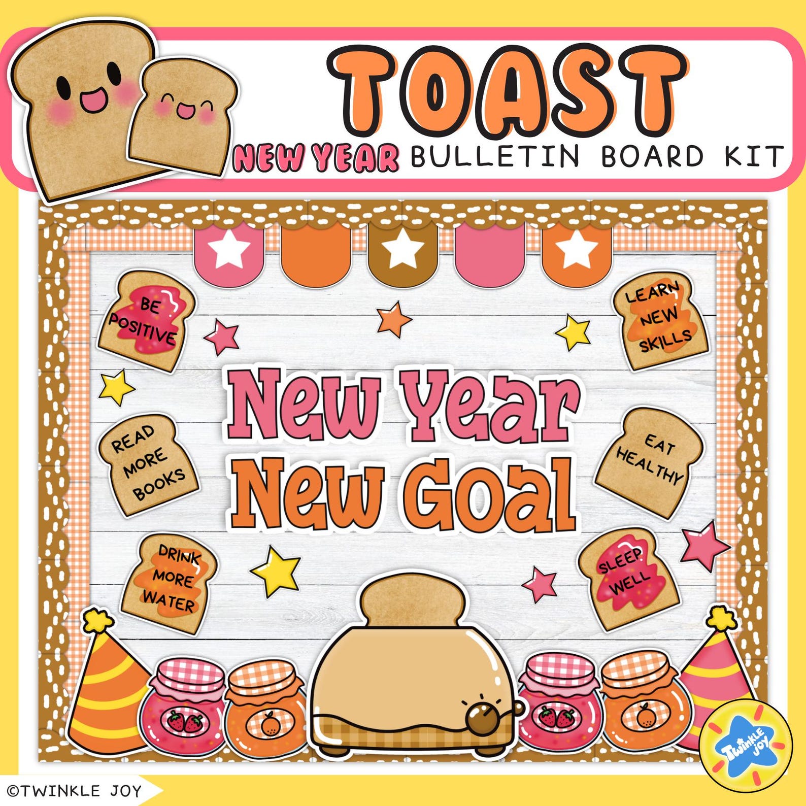 New Year Bulletin Board Kit: Toast & Goal Theme (digital Download) - Etsy