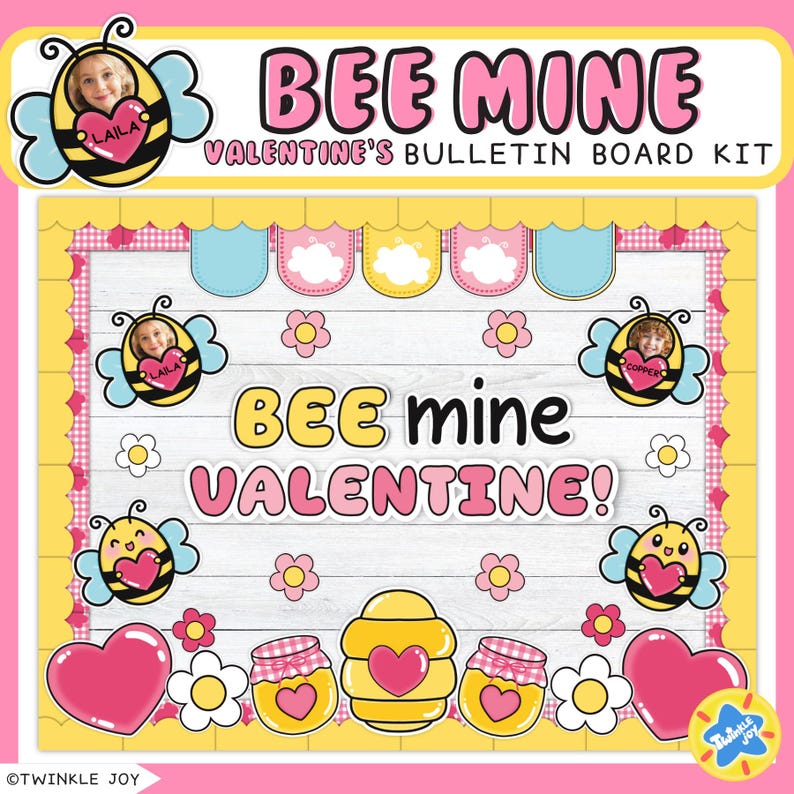 Bee Mine Valentine Bulletin Board Kit: Classroom Door Decor (digital ...
