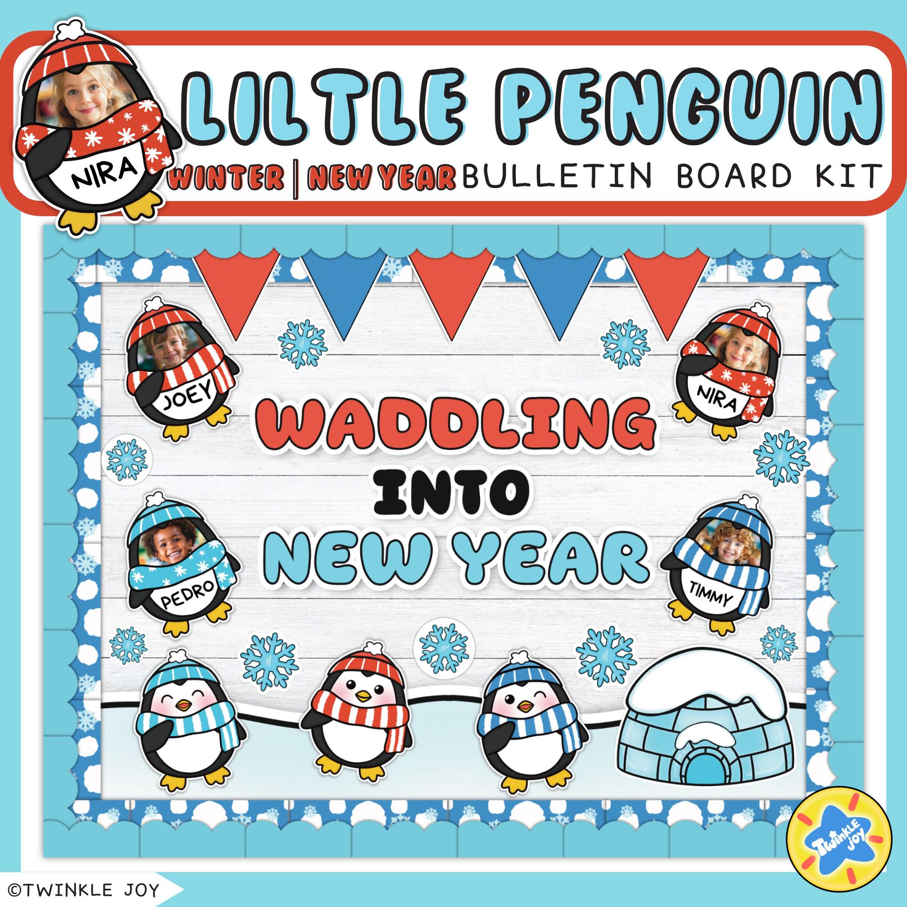 Penguin Winter Bulletin Board Kit: New Year Classroom Decor (digital ...
