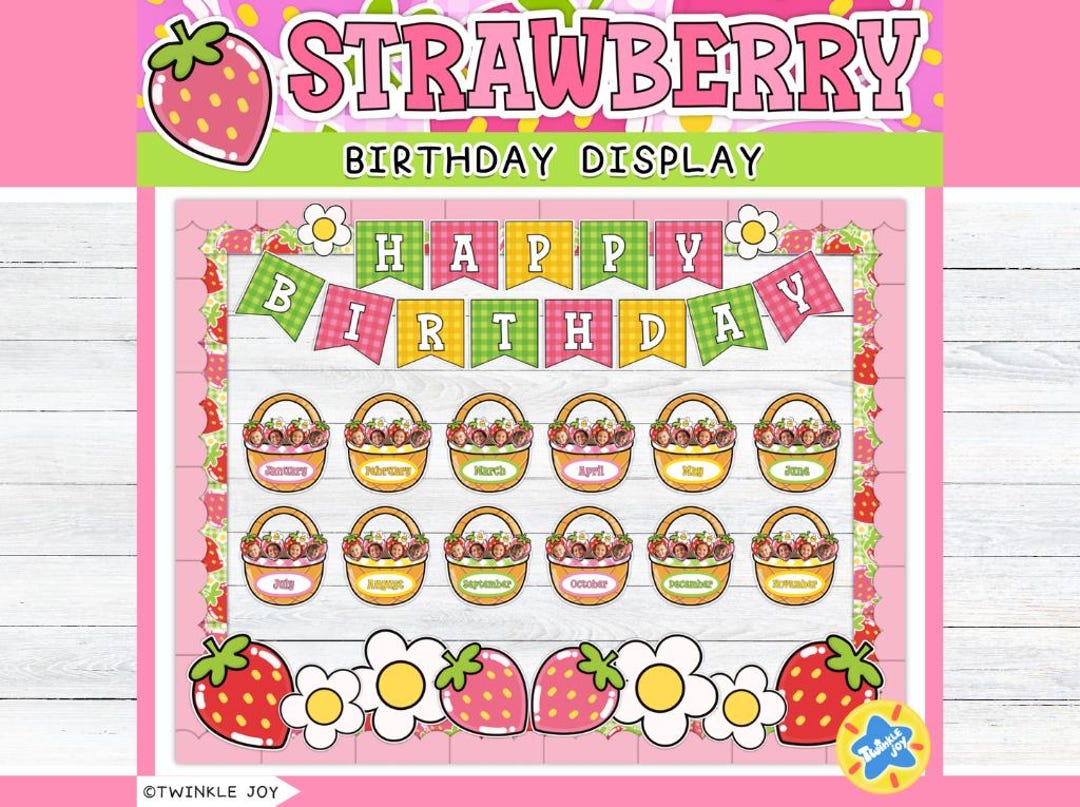 Strawberry Birthday Bulletin Board Kit: Editable Classroom Decor ...