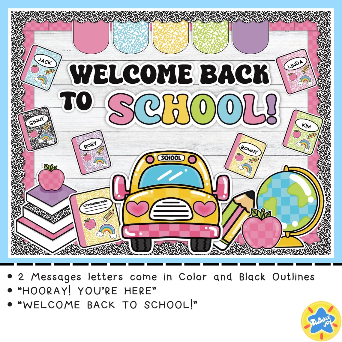 Back to School Bulletin Board Kit and Editable Name Tags : Composition ...