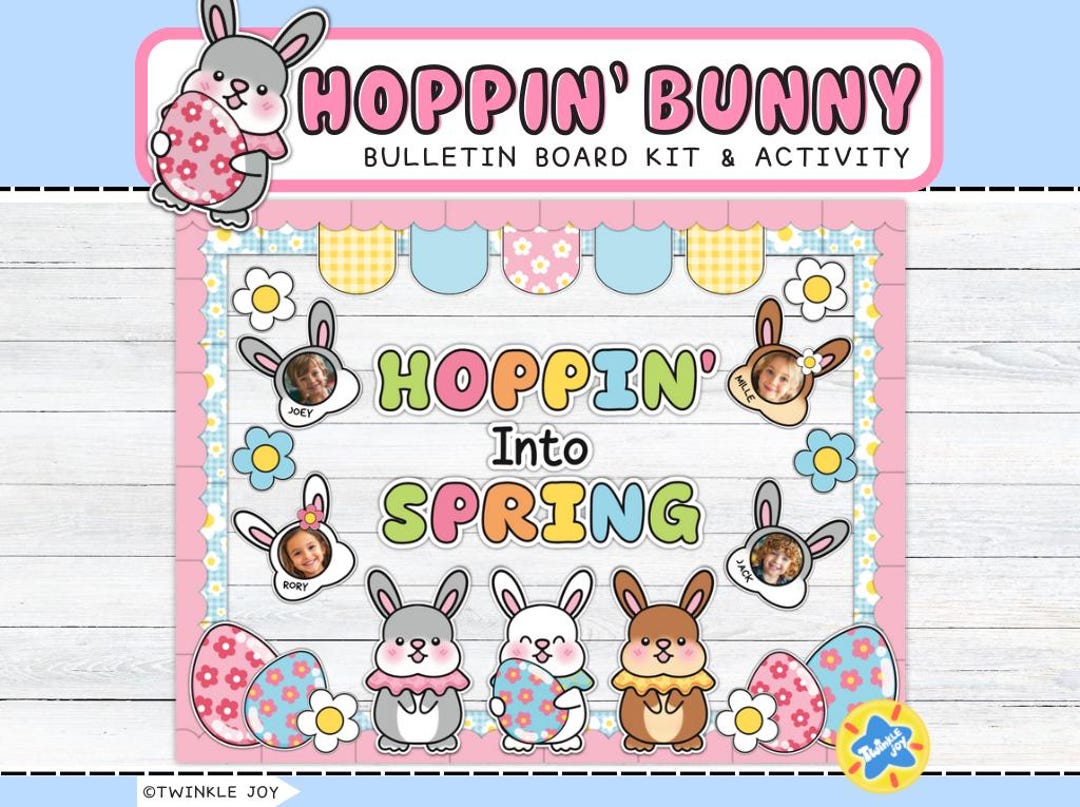 Hopping Into Spring, Easter Bulletin Board Kit & Name Tags | Easter Egg ...