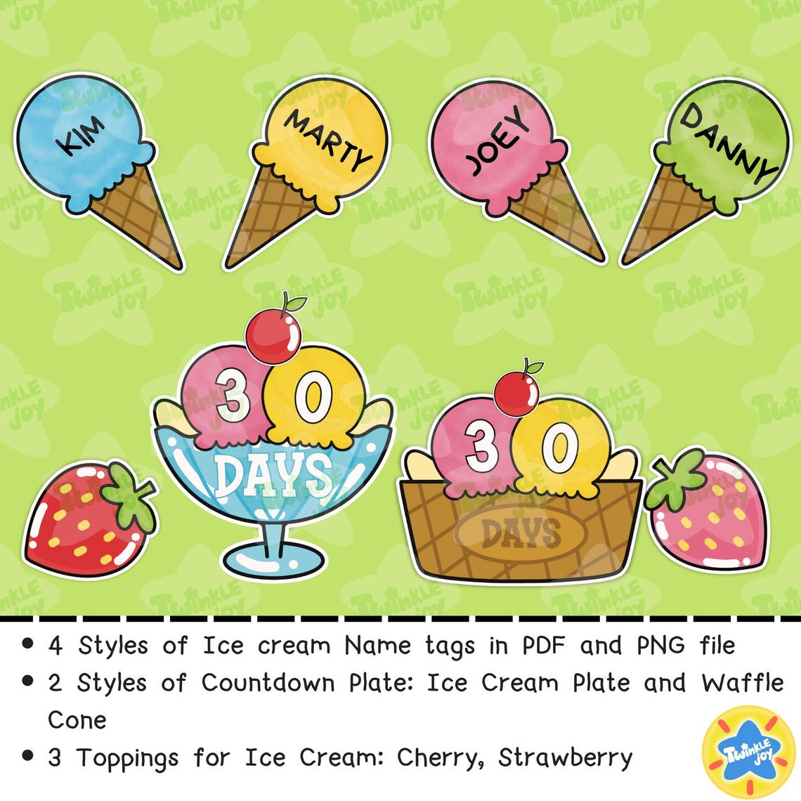 Ice Cream, Countdown to Summer Bulletin Board Kit & Name Tags | May ...
