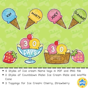 Ice Cream, Countdown to Summer Bulletin Board Kit & Name Tags | May ...