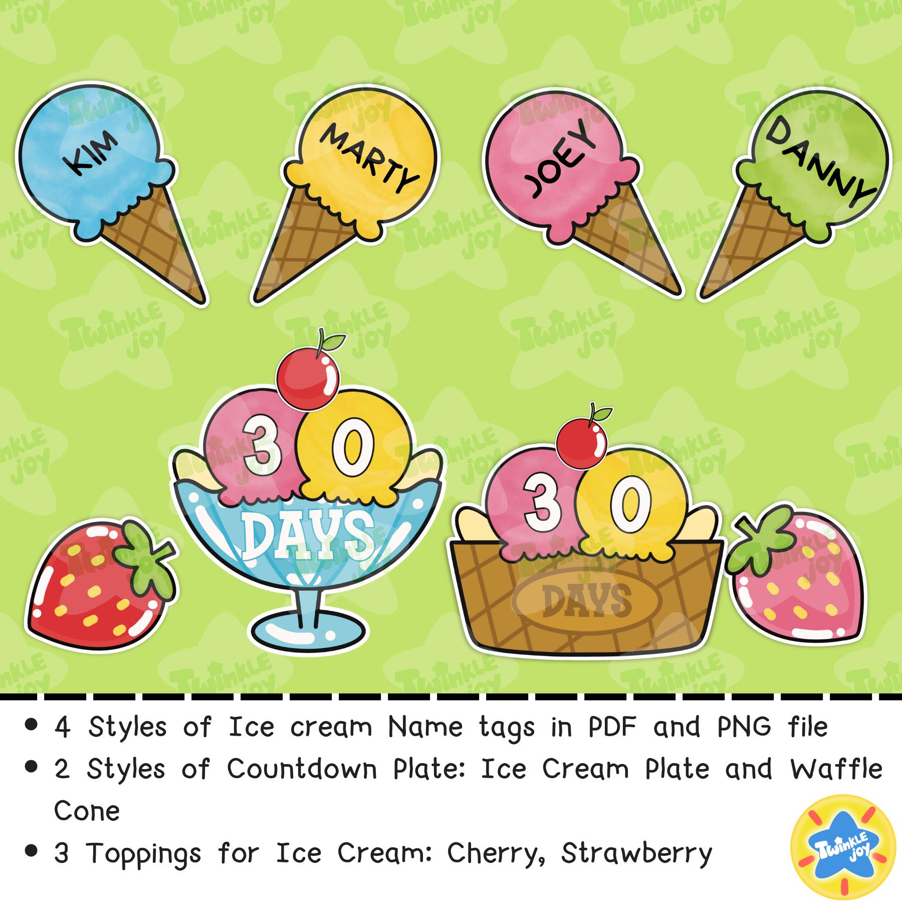 Ice Cream, Countdown to Summer Bulletin Board Kit & Name Tags | May ...