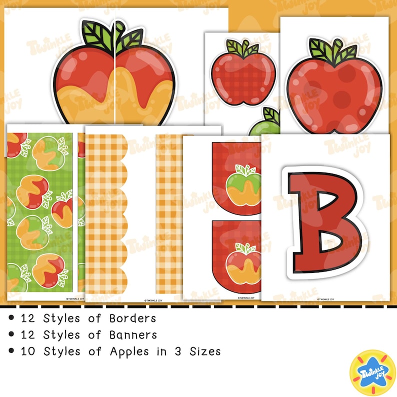 Caramel Apples Bulletin Board Kit and Name Tags : Fall Classroom Decor ...