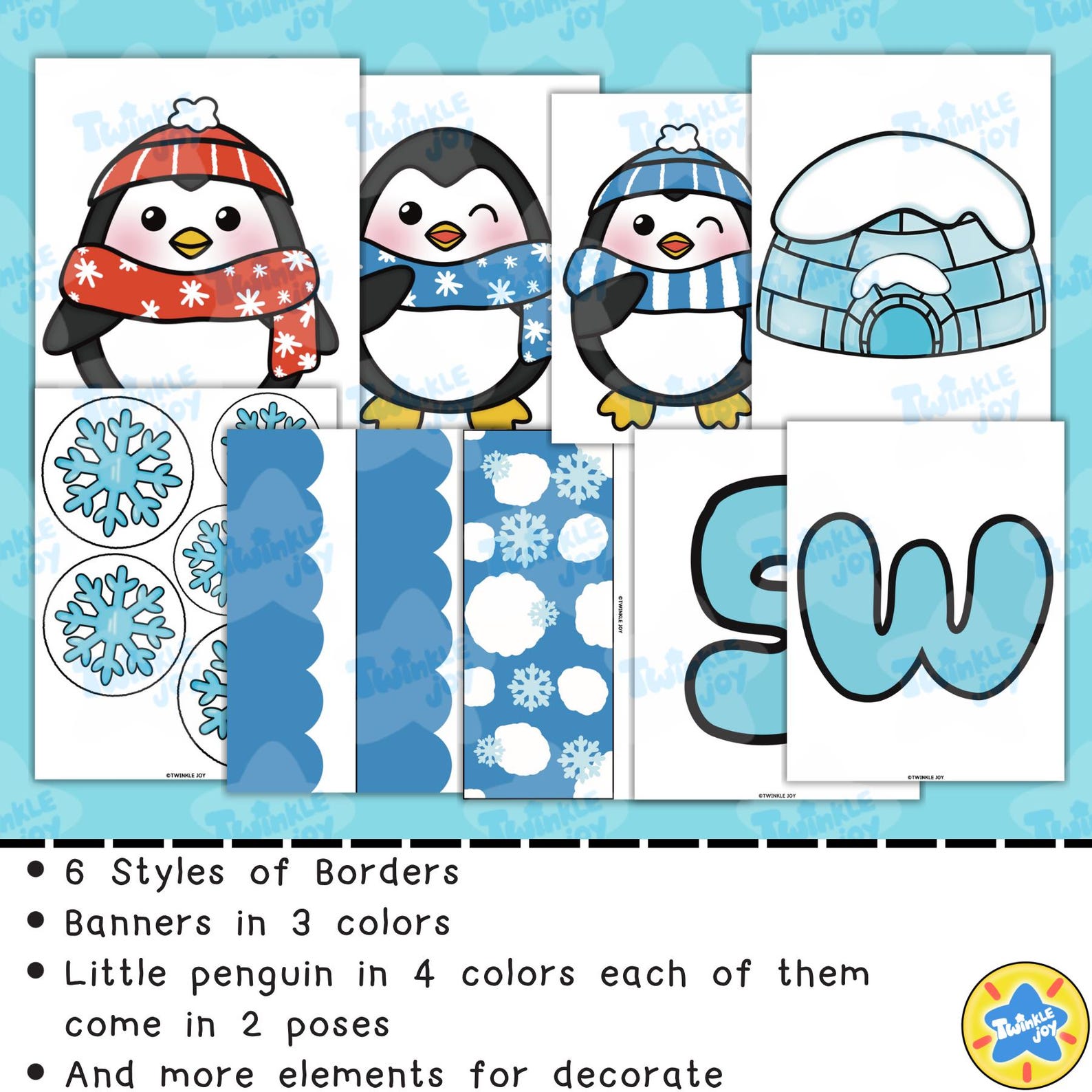 Penguin Winter Bulletin Board Kit: New Year Classroom Decor (digital ...