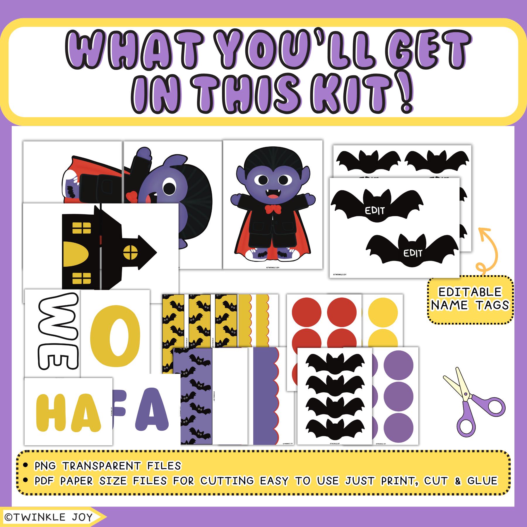 Dracula,halloween Bulletin Board Kit,name Tags October Bulletin Board ...