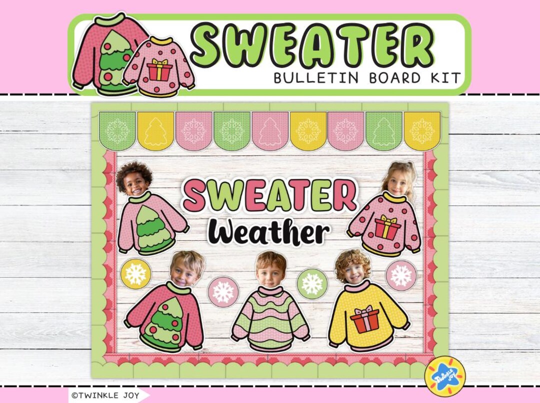 Sweater Weather Bulletin Board Kit: December Classroom Decor (digital ...