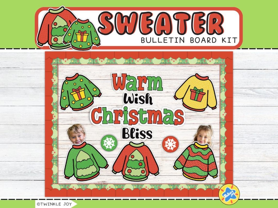 Christmas Sweater Bulletin Board Kit: Winter Holiday Decor (digital ...
