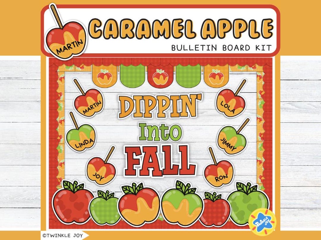 Caramel Apples Bulletin Board Kit and Name Tags : Fall Classroom Decor ...