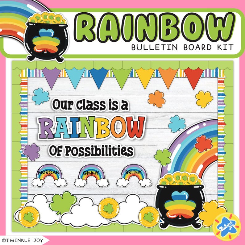 St. Patrick's Day Rainbow Bulletin Board Kit: Classroom Decor (digital ...