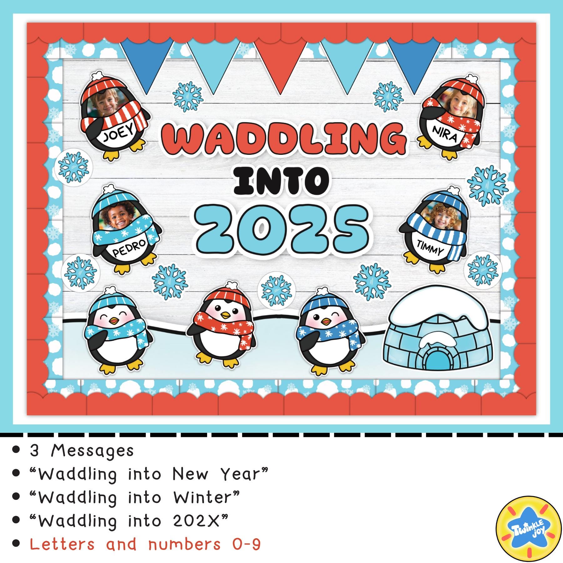 Penguin Winter Bulletin Board Kit: New Year Classroom Decor (digital ...
