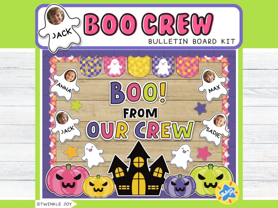 Halloween Bulletin Board Kit: Boo Crew, Spooky Ghost Decor, Editable ...