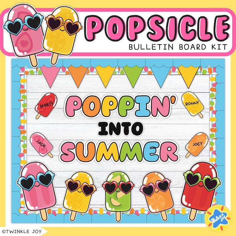 Popsicle Summer Bulletin Board Kit: Classroom Decor & Name Tags ...