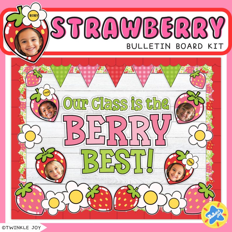 Strawberry Bulletin Board Kit: Back to School, Spring Classroom Decor ...