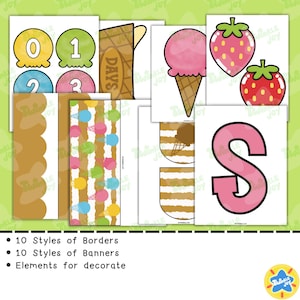 Ice Cream, Countdown to Summer Bulletin Board Kit & Name Tags | May ...