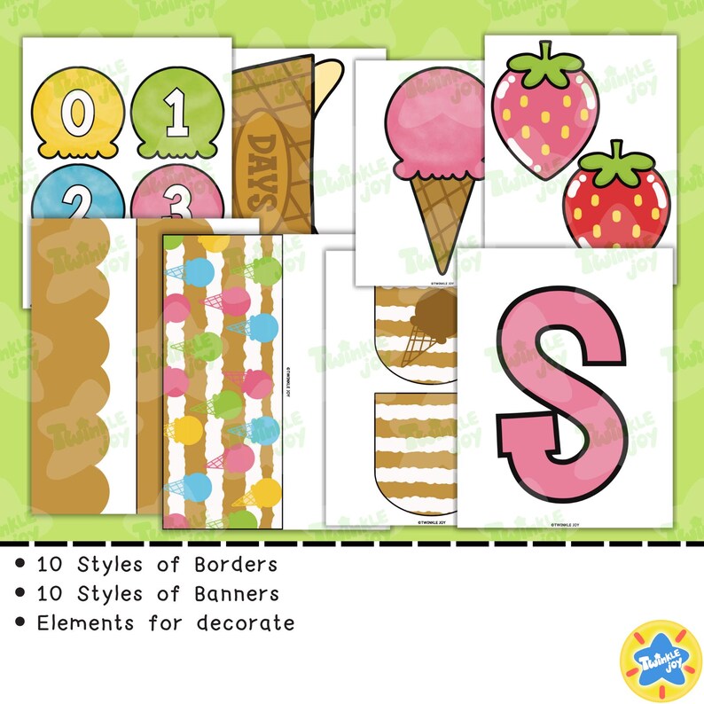 Ice Cream, Countdown to Summer Bulletin Board Kit & Name Tags | May ...