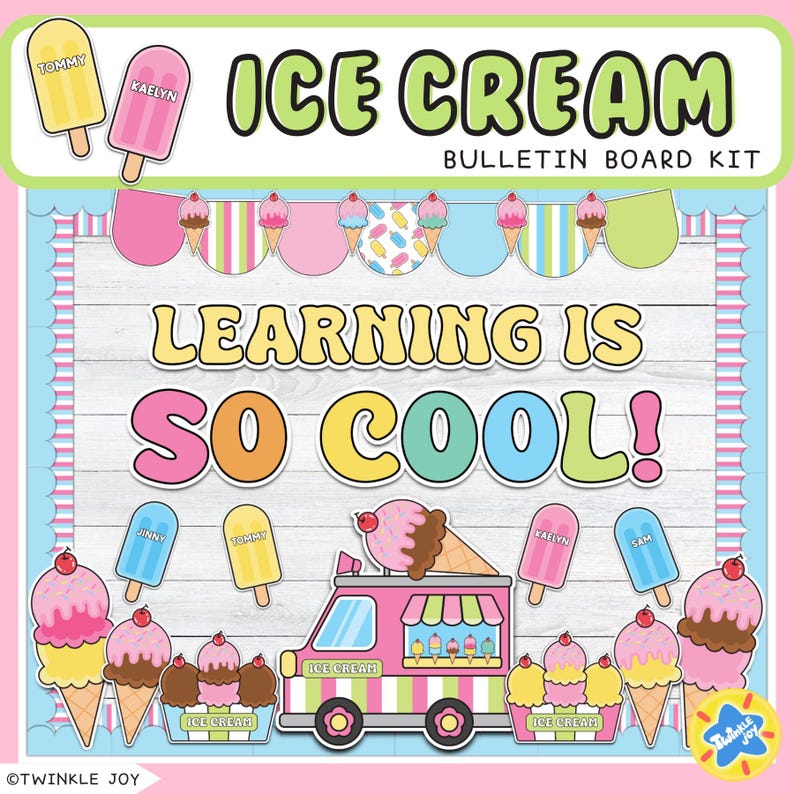 Ice Cream Bulletin Board Kit | Summer Classroom Decor, Name Tags ...
