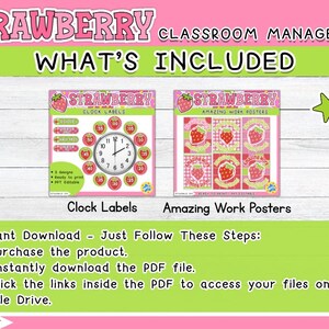 Bundle - Strawberry Theme Classroom Decor, Back to School, August Decor ...