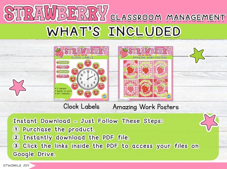 Strawberry Classroom Decor Bundle: Editable Posters & Bulletin Board ...